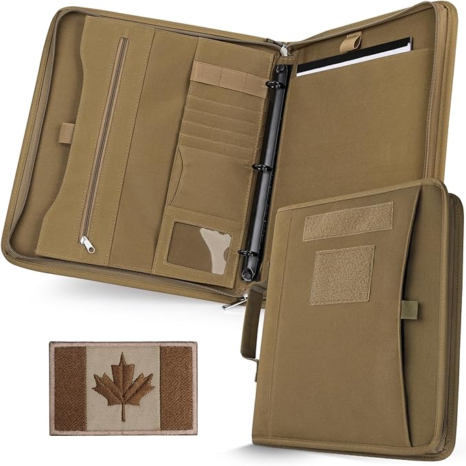 LIVANS Tactical Notebook Portfolio Padfolio Ring Binder with Zipper ...