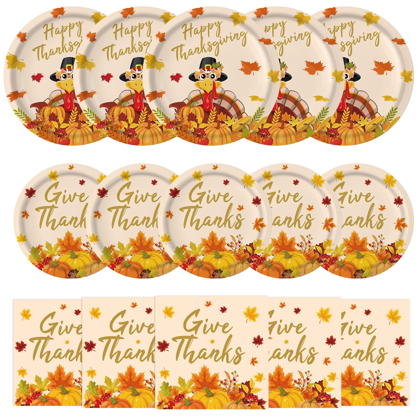 Amazon.com: 150 Pcs Thanksgiving Plates and Napkins Sets - Happy ...