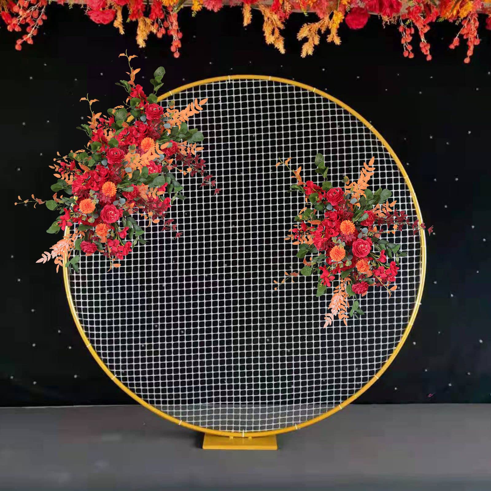 82.67"Circle Wedding Arch Round Mesh Backdrop Stand,Gird Metal Arch ...