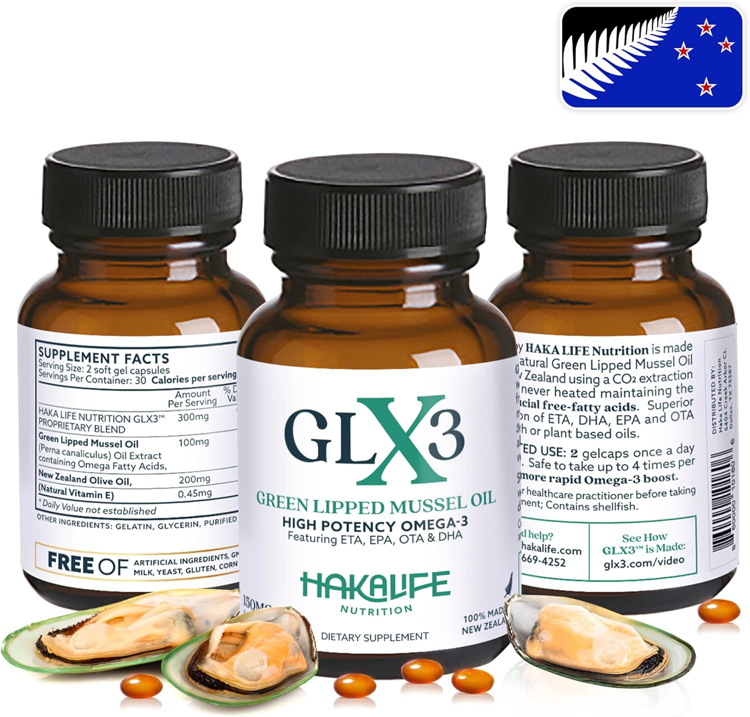 Amazon.com: GLX3 Extra Strength Green Lipped Mussel Oil Capsules - Long ...