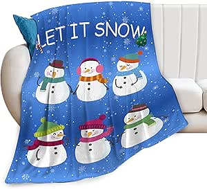 Amazon.com: Snowman Blanket Super Soft Warm Christmas Snowman Fleece ...