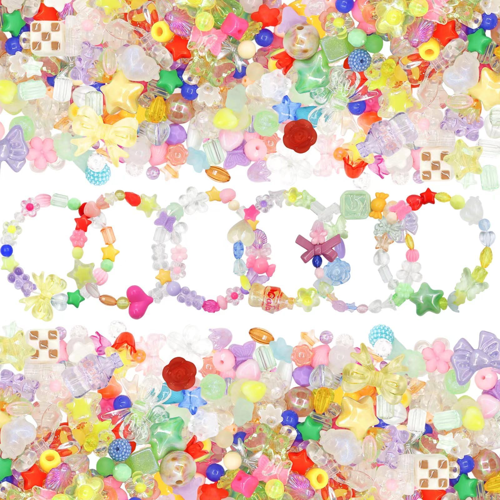 Amazon.com: BetterJonny Cute Assorted Acrylic Beads - 250-350pcs Pastel ...