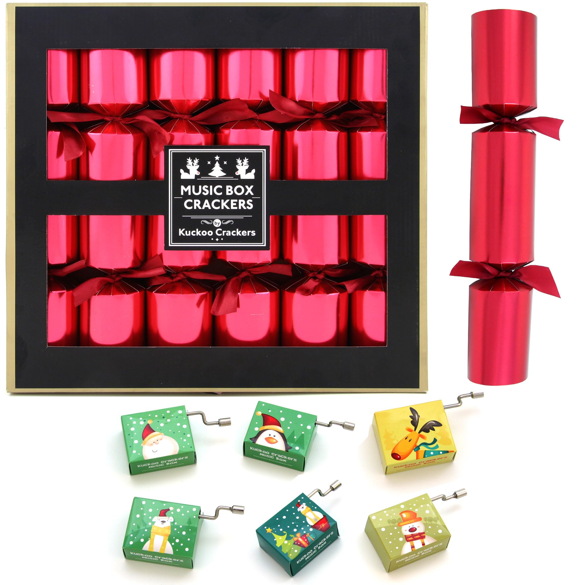 Kuckoo Crackers - 6 x 13-inch Music Box Christmas Crackers: Musical ...