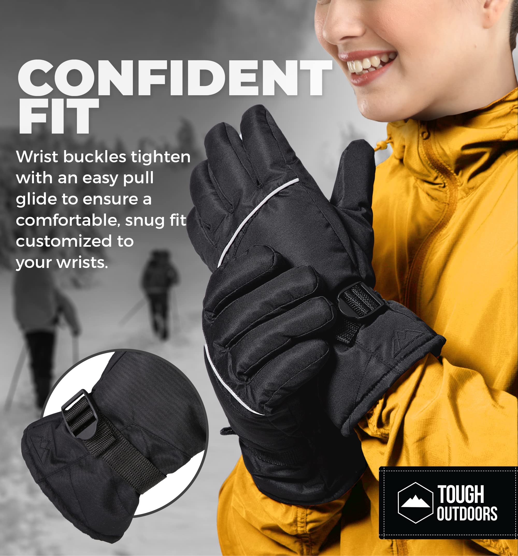 Tough Outdoors Ski Gloves - Thermal Waterproof Snow Gloves ...