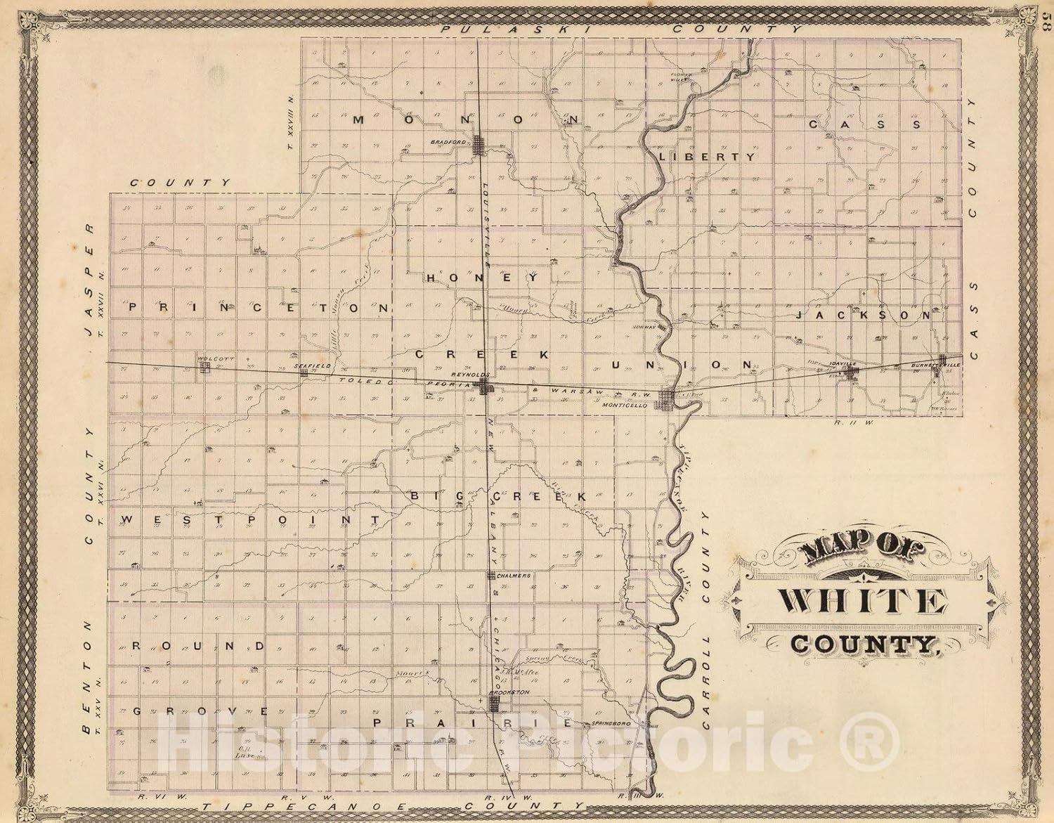 Amazon.com: Historic Map : Map of White County, 1876 - Vintage Wall Art ...