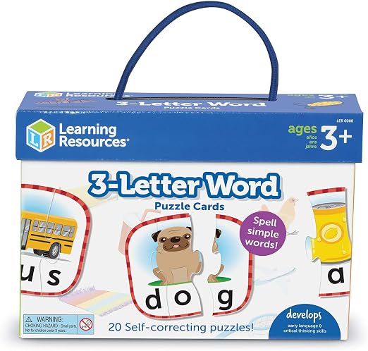 Amazon.com: Learning Resources 3-Letter Word Puzzle Cards, Kindergarten ...