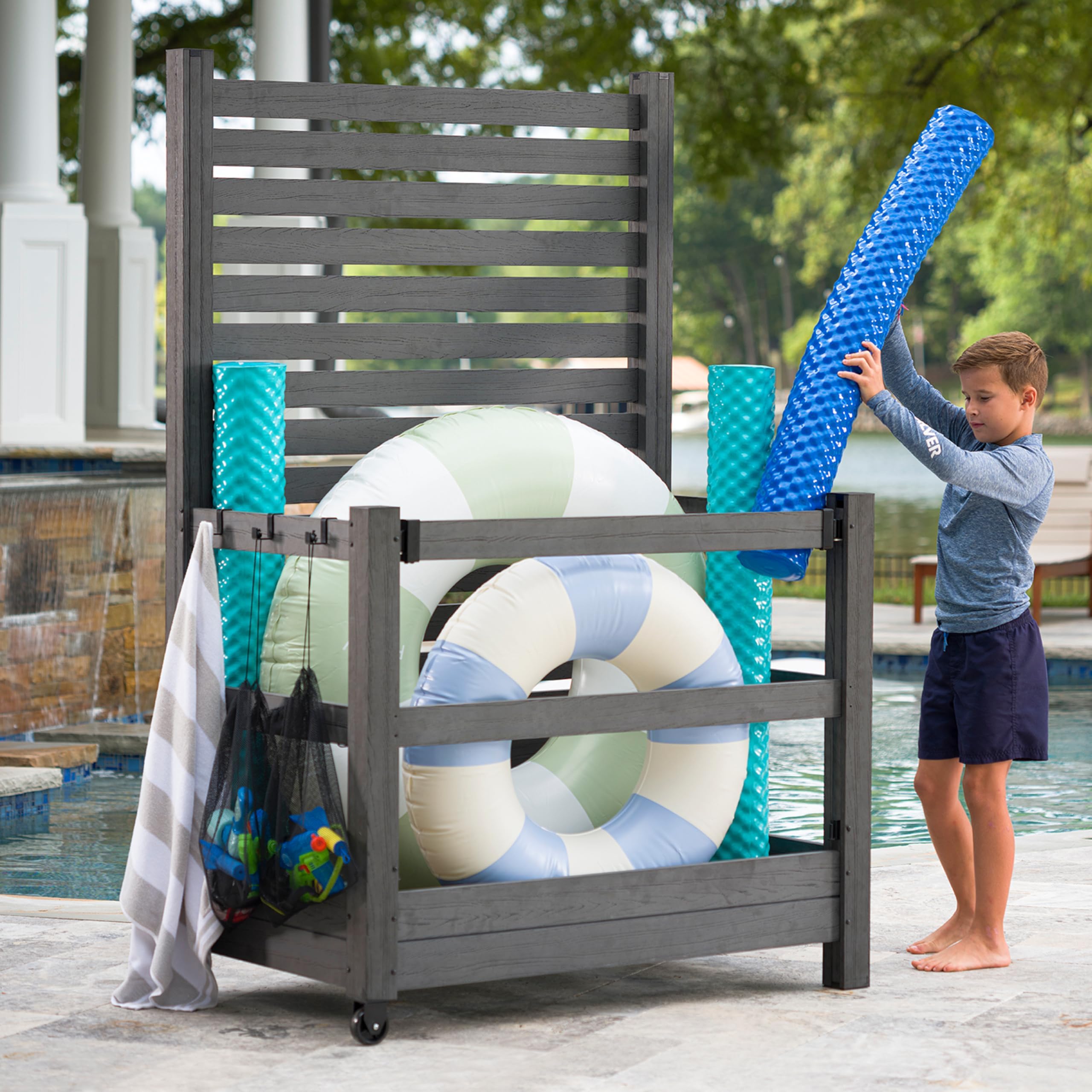 Amazon.com : 6.2ft H x 4ft W x 2.5ft D Poolside Organizer and Deck ...