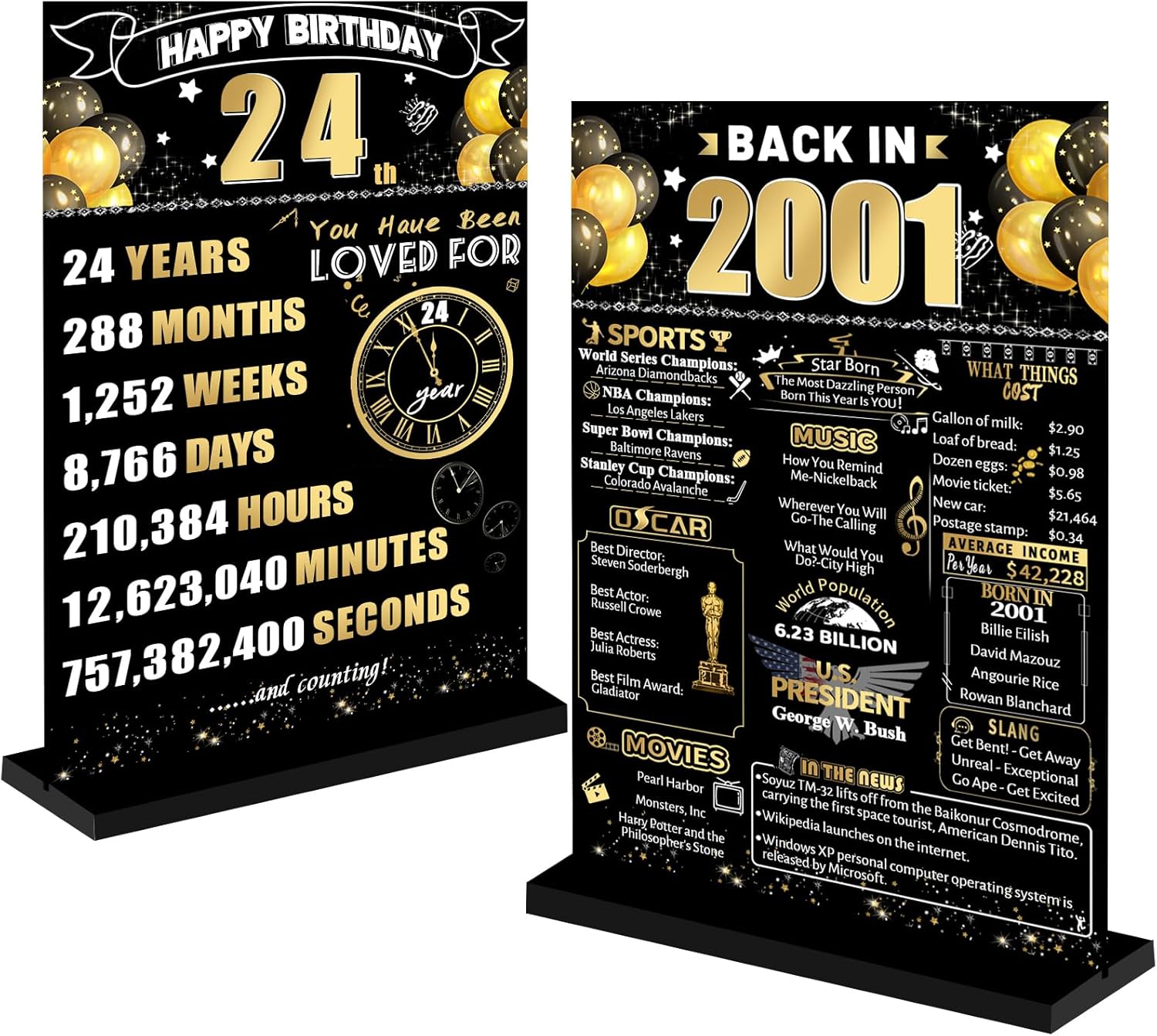 Amazon.com: 24th Birthday Decorations, Happy 24 Year Old Anniversary ...
