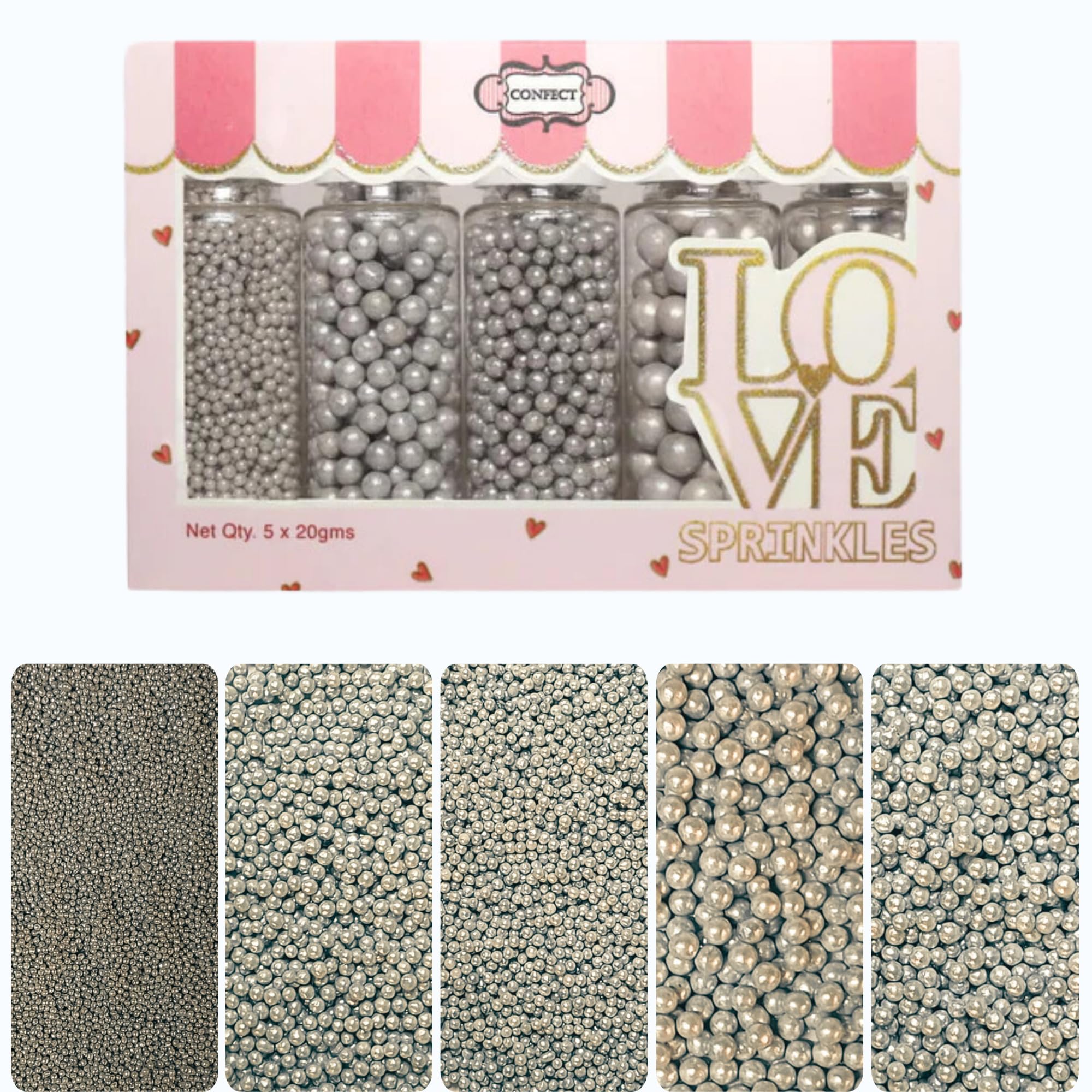 Amazon.com : Confect Pearl Sprinkles | Assorted pack of 5 Shimmering ...