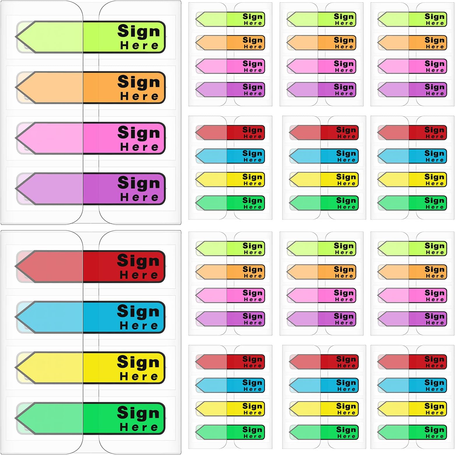 Amazon.com : 500pcs/5 Pack Sign Here Tabs Post It Flags, Fluorescent ...