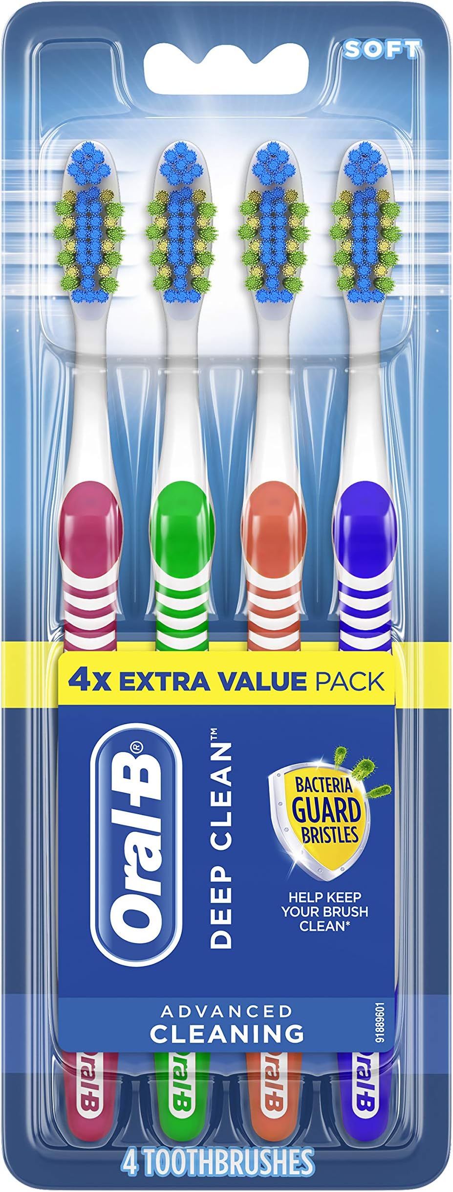 Amazon.com : Oral-B Bacteria Blast Manual Toothbrush, Soft, 4 Count ...