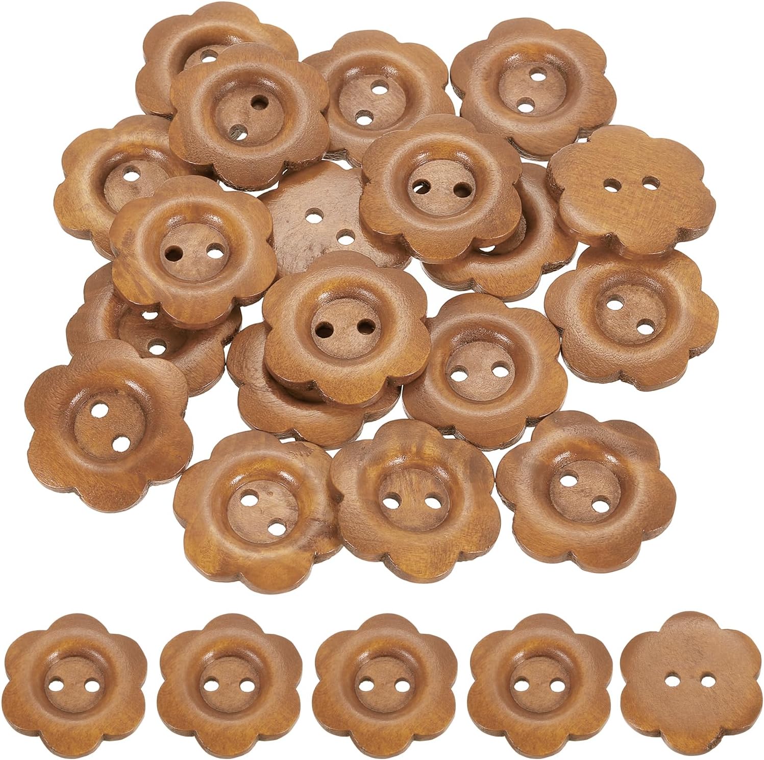 Amazon.com: uxcell 20Pcs Wooden Buttons, 30mm Flower Shape Wood Buttons ...