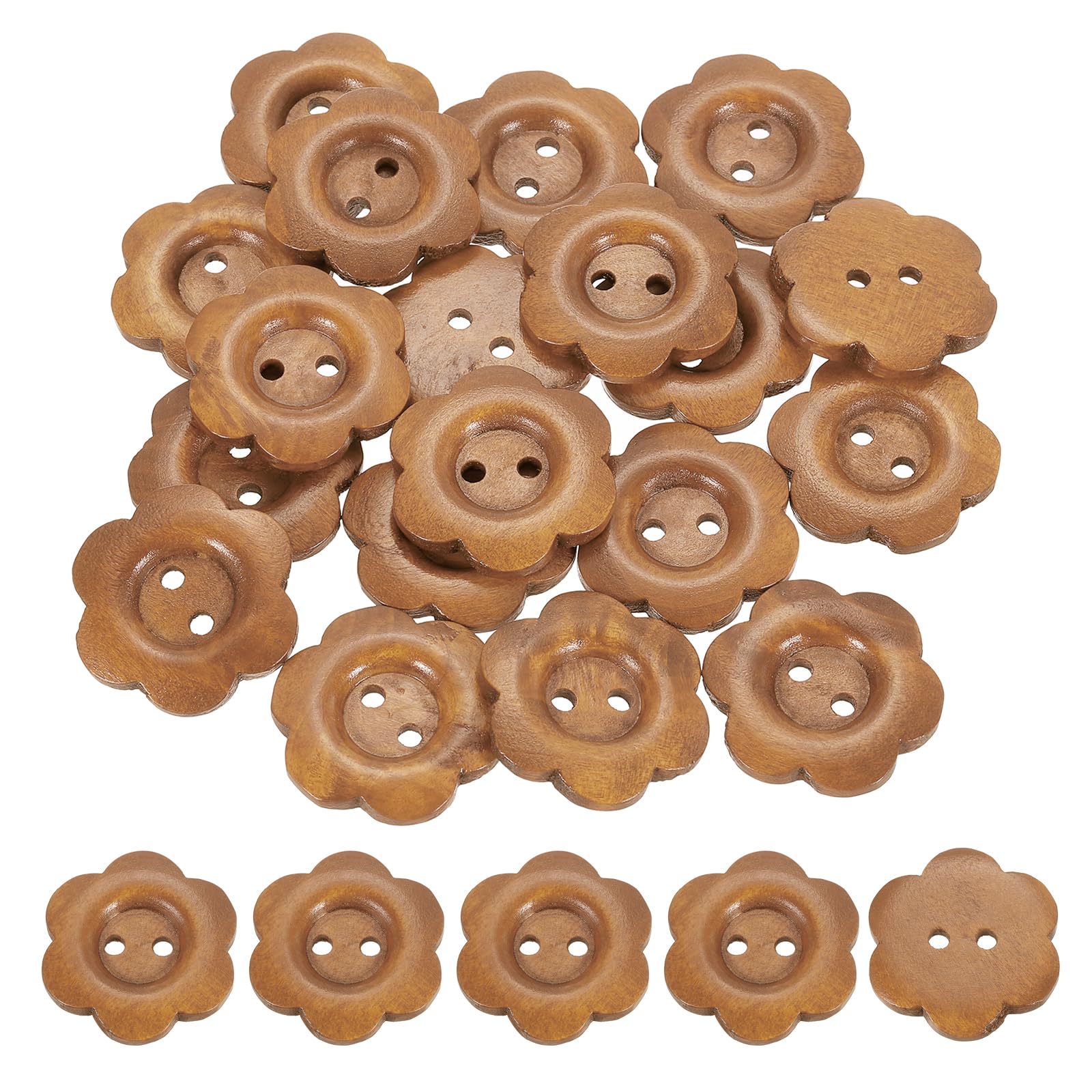 Amazon.com: uxcell 50Pcs Wooden Buttons, 25mm Flower Shape Wood Buttons ...