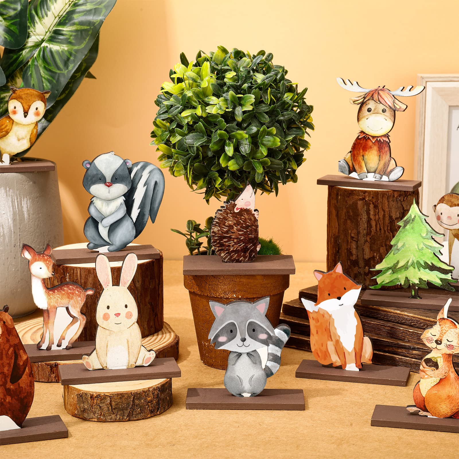 Snapklik.com : 12 Pcs Woodland Animal Wooden Table Centerpiece Cutout ...