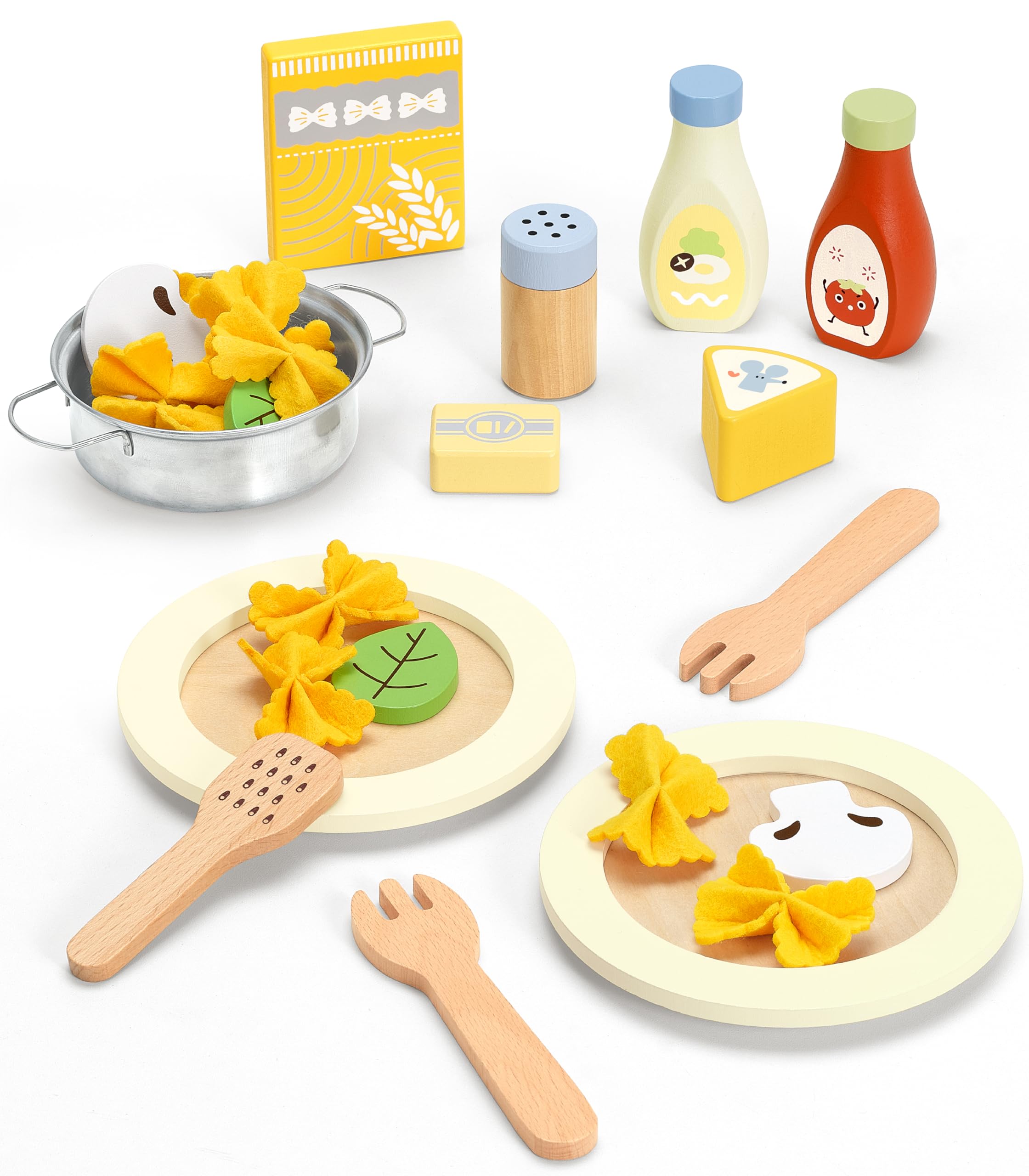 Amazon.com: Pillowhale Pasta Food Toys, Wooden Play Kitchen Food , Play ...