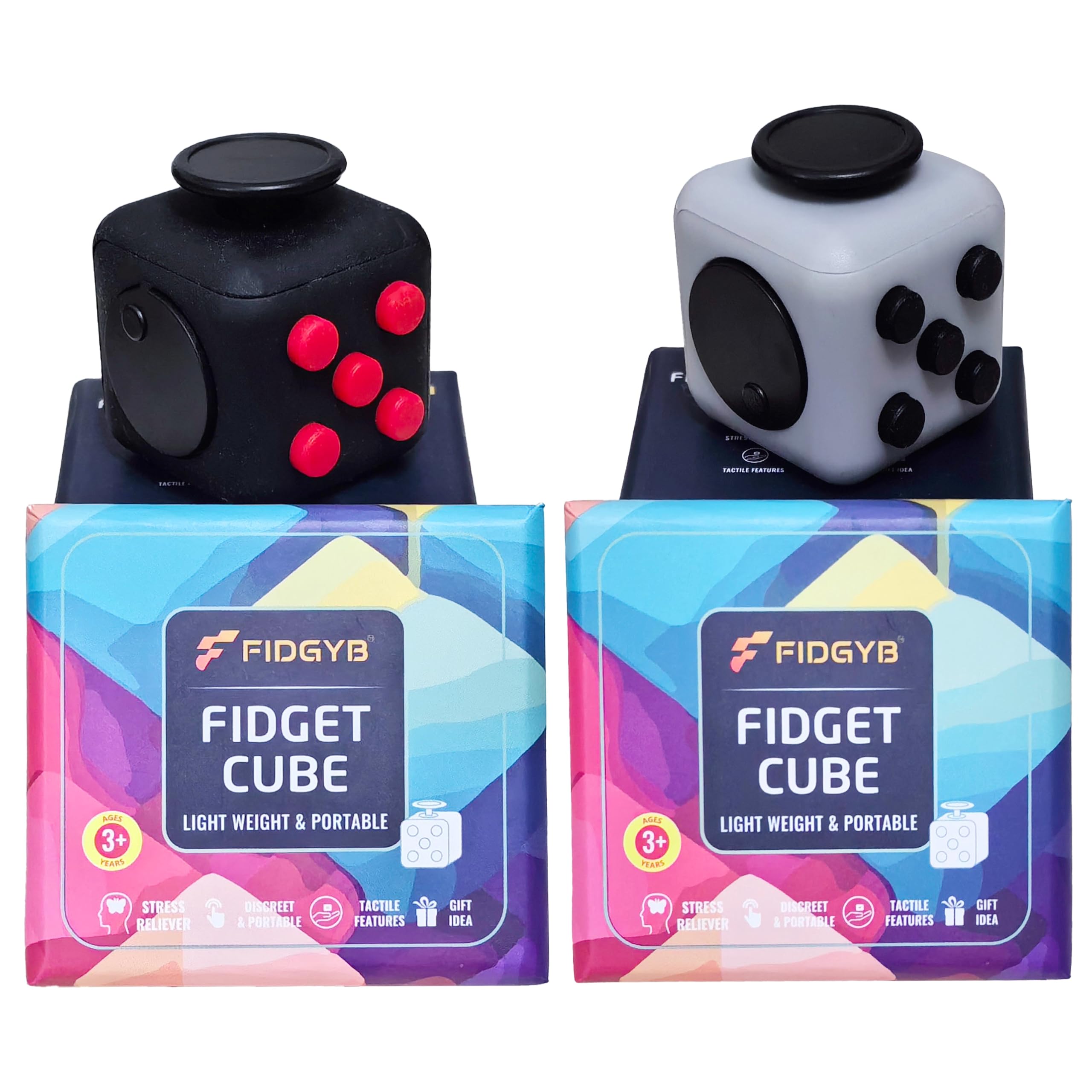 Amazon.com: FIDGYB 2PCS Cube Fidget Stress Relief Toy for Adults & Kids ...
