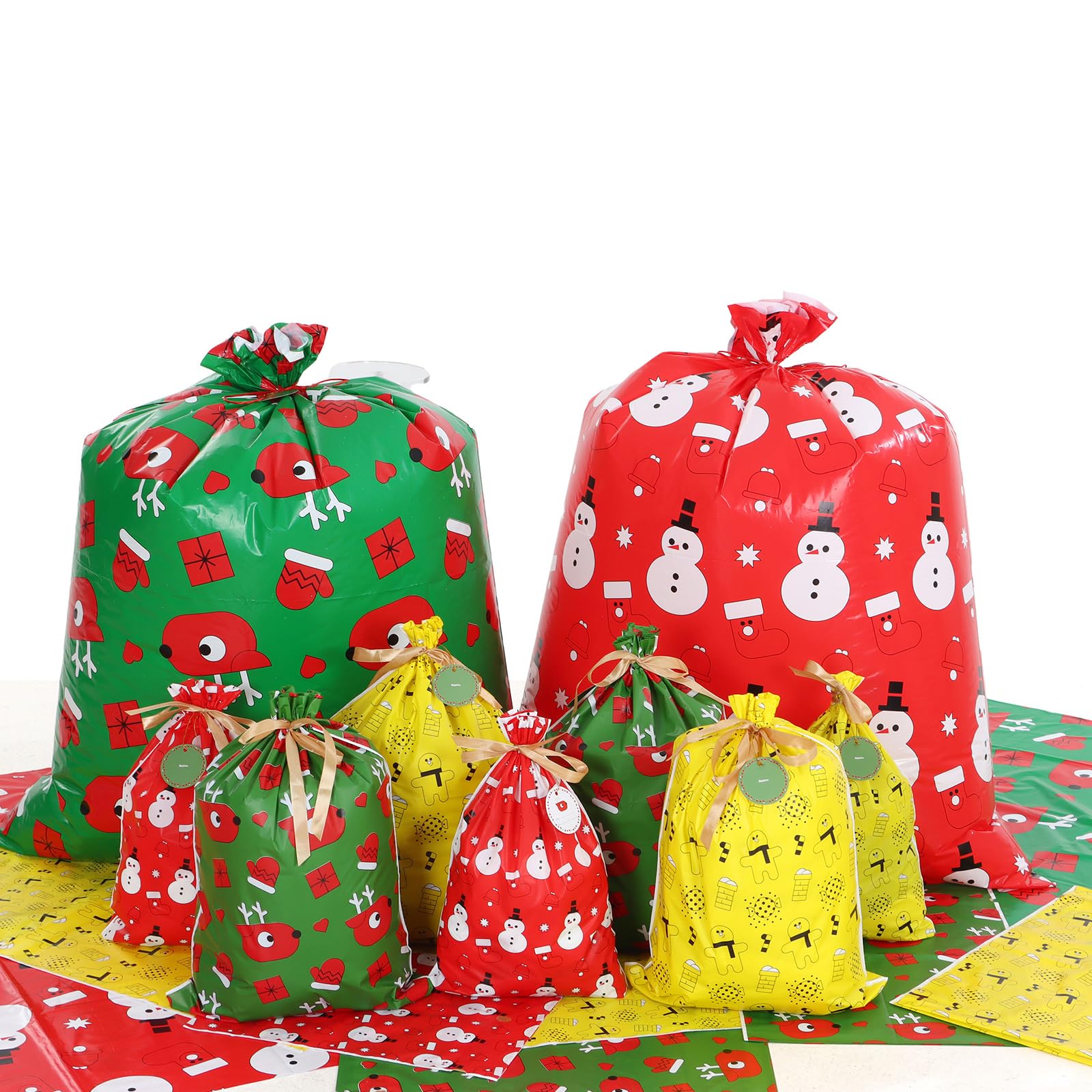 Amazon.com: Rachmi Christmas Drawstring Gift Bags 20 Pcs Assorted Sizes ...