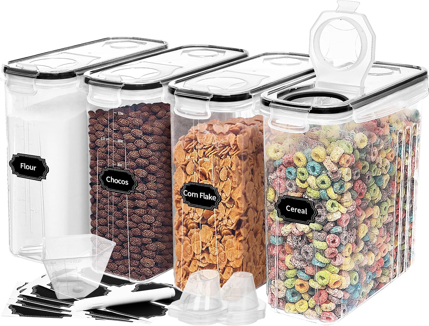 Amazon.com: Skroam 4PCS Cereal Containers Storage [4L/135.2 oz ...