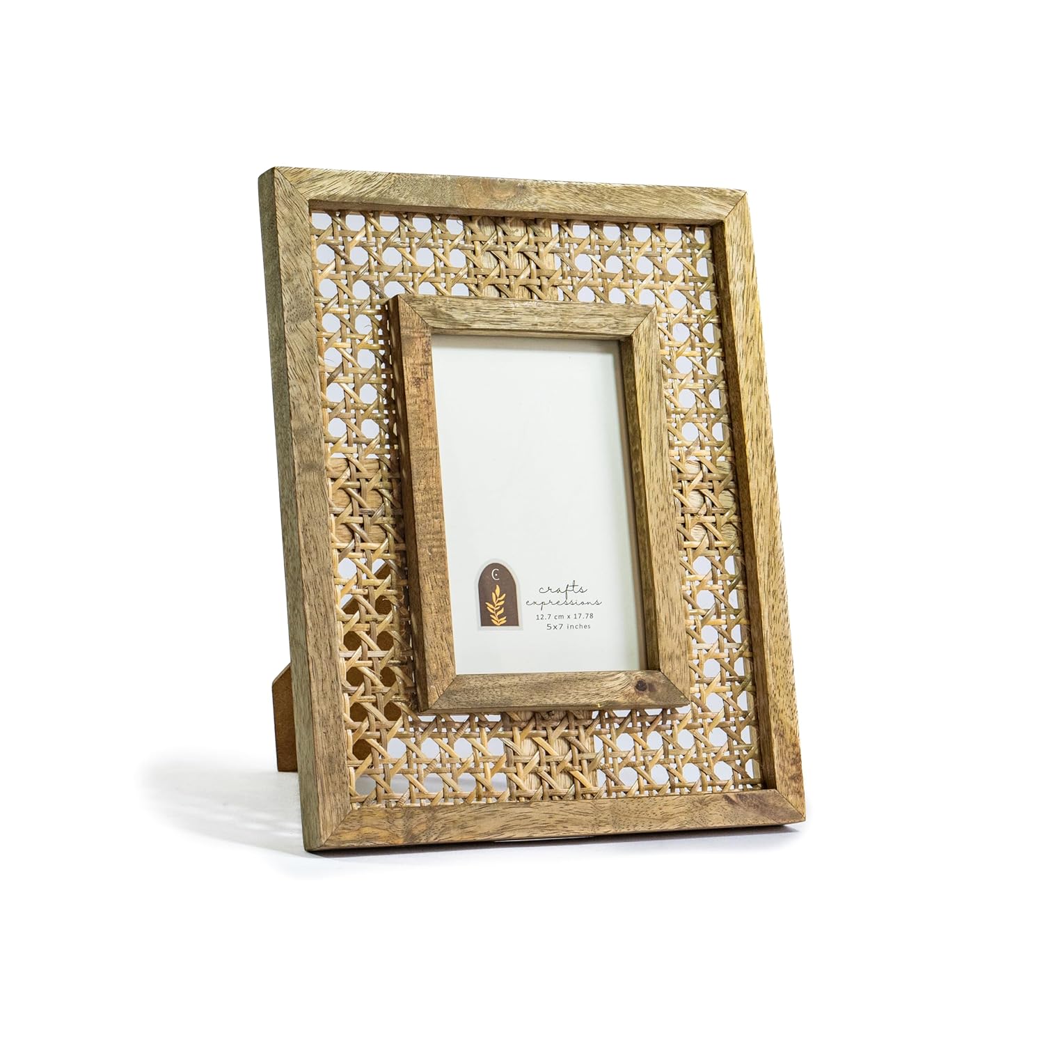 Crafts Expressions Natural wood Rattan photo frame | 5x7'' Rattan ...