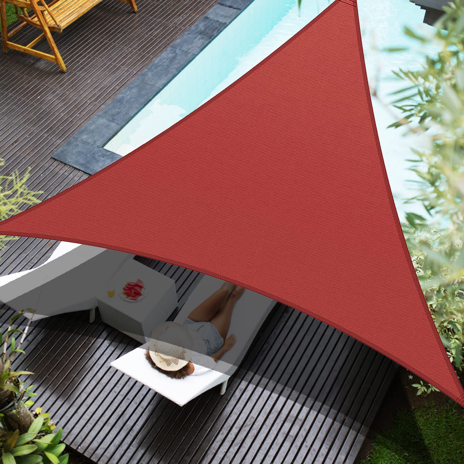 Amazon.com : CIELO COLORIDO 28' x 28' x 28' Red Triangle Sun Shade Sail ...