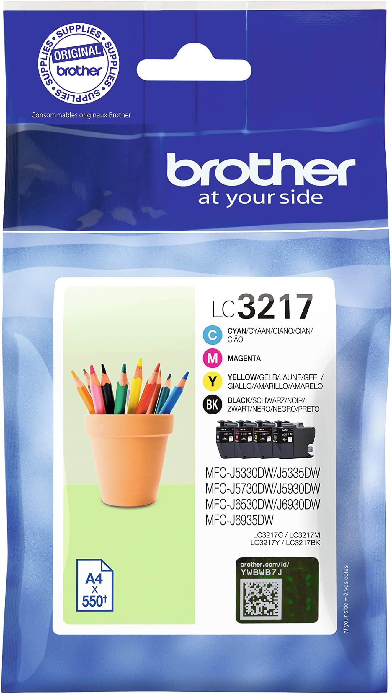 Brother LC-3217BK/LC-3217C/LC-3217M/LC-3217Y Inkjet Cartridges, Black ...