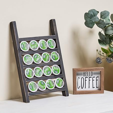 Amazon.com: GENMOUS Farmhouse K Cups Ladder Coffee Pod Holder For ...