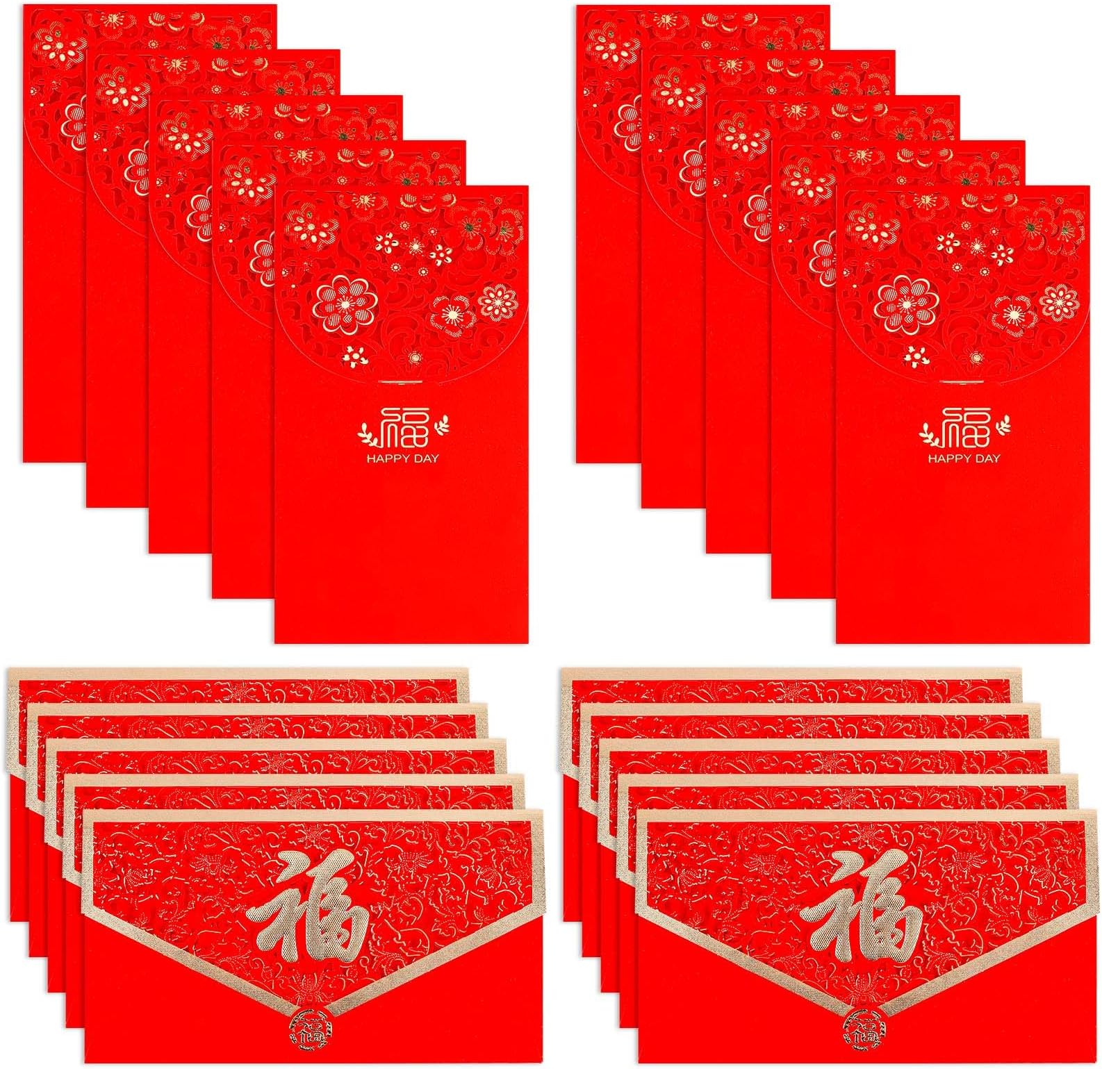 20pcs Red Envelopes, Red Pocket Horizontal Style + Vertical Style Hong ...
