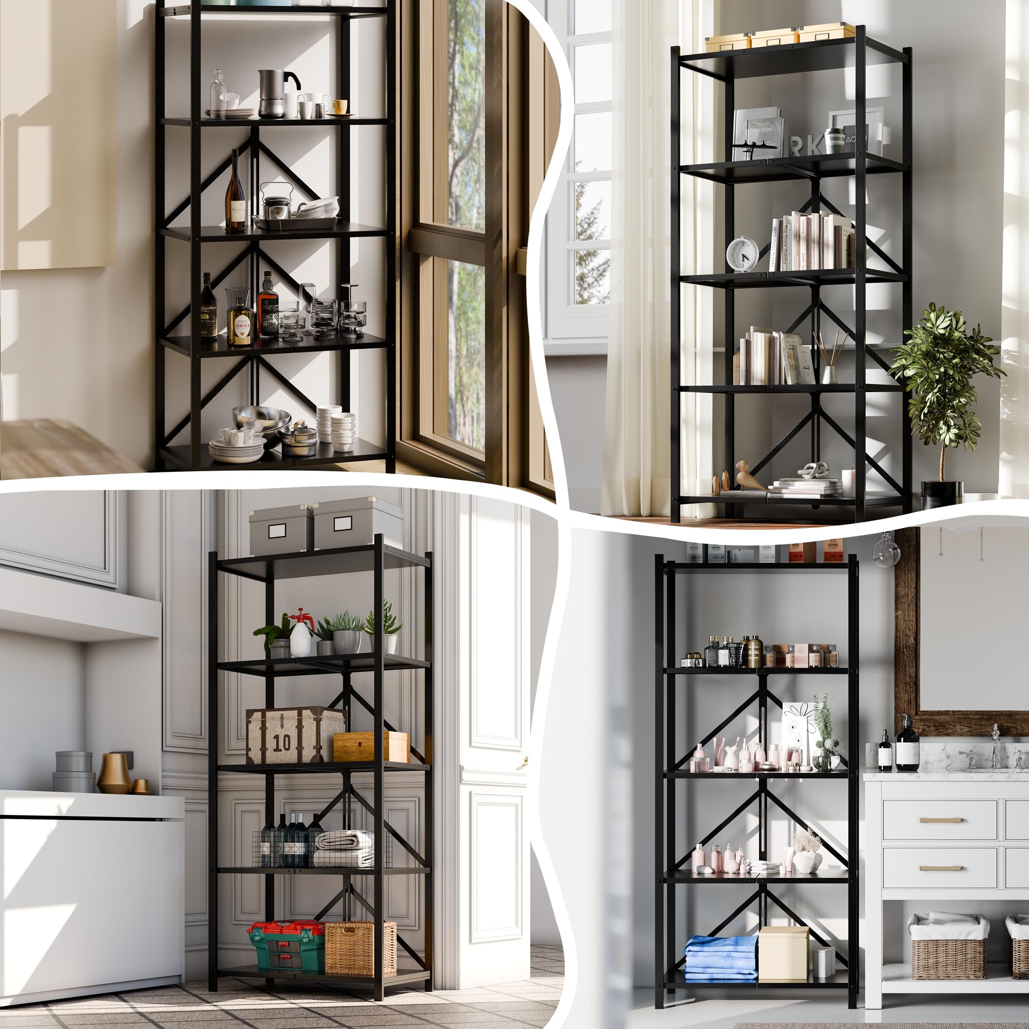 Snapklik.com : 5-Shelf Shelving Unit Heavy Duty Collapsible Standing ...