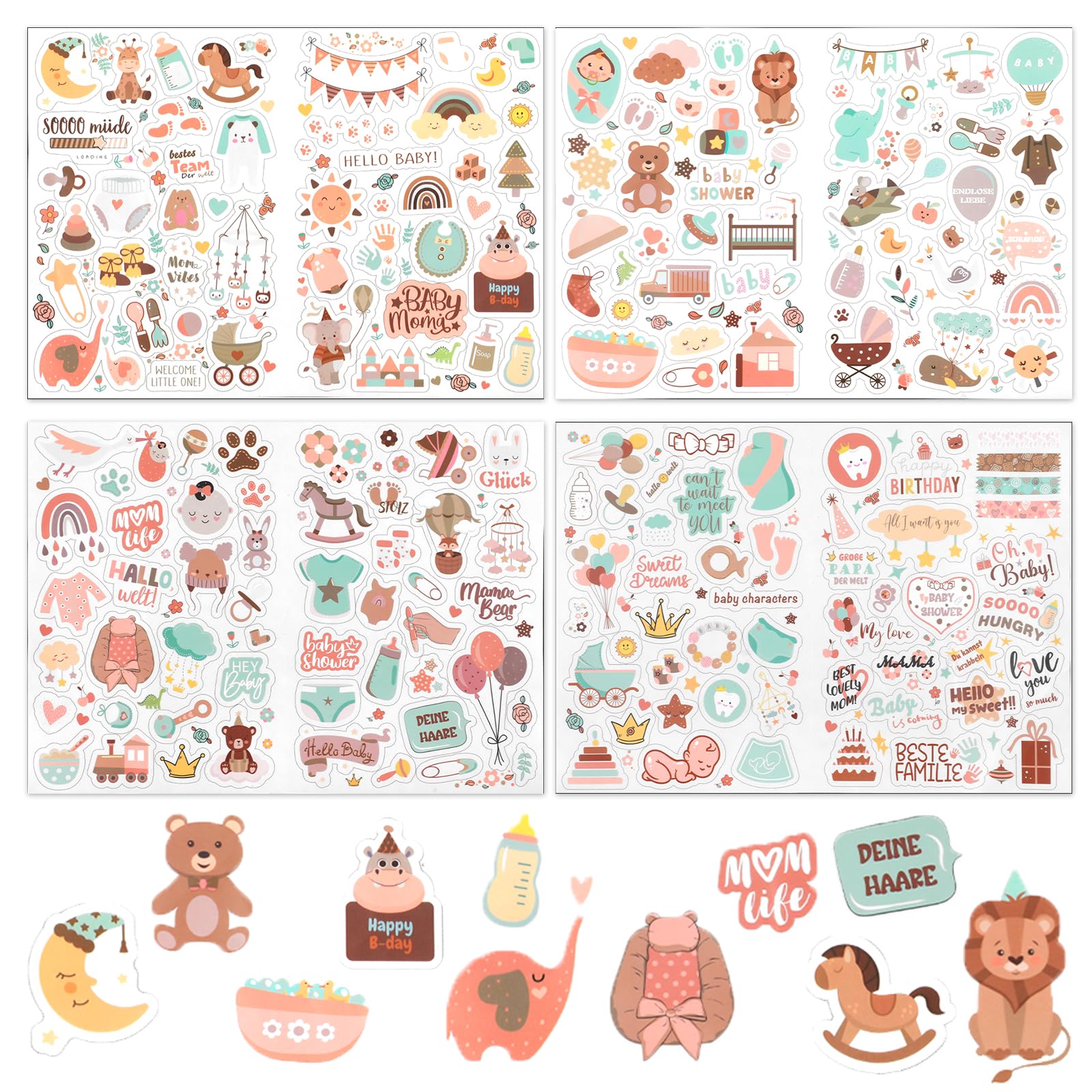 Amazon.com: GEEHUA 4 Sheets Baby Scrapbook Stickers, Baby Patterns ...