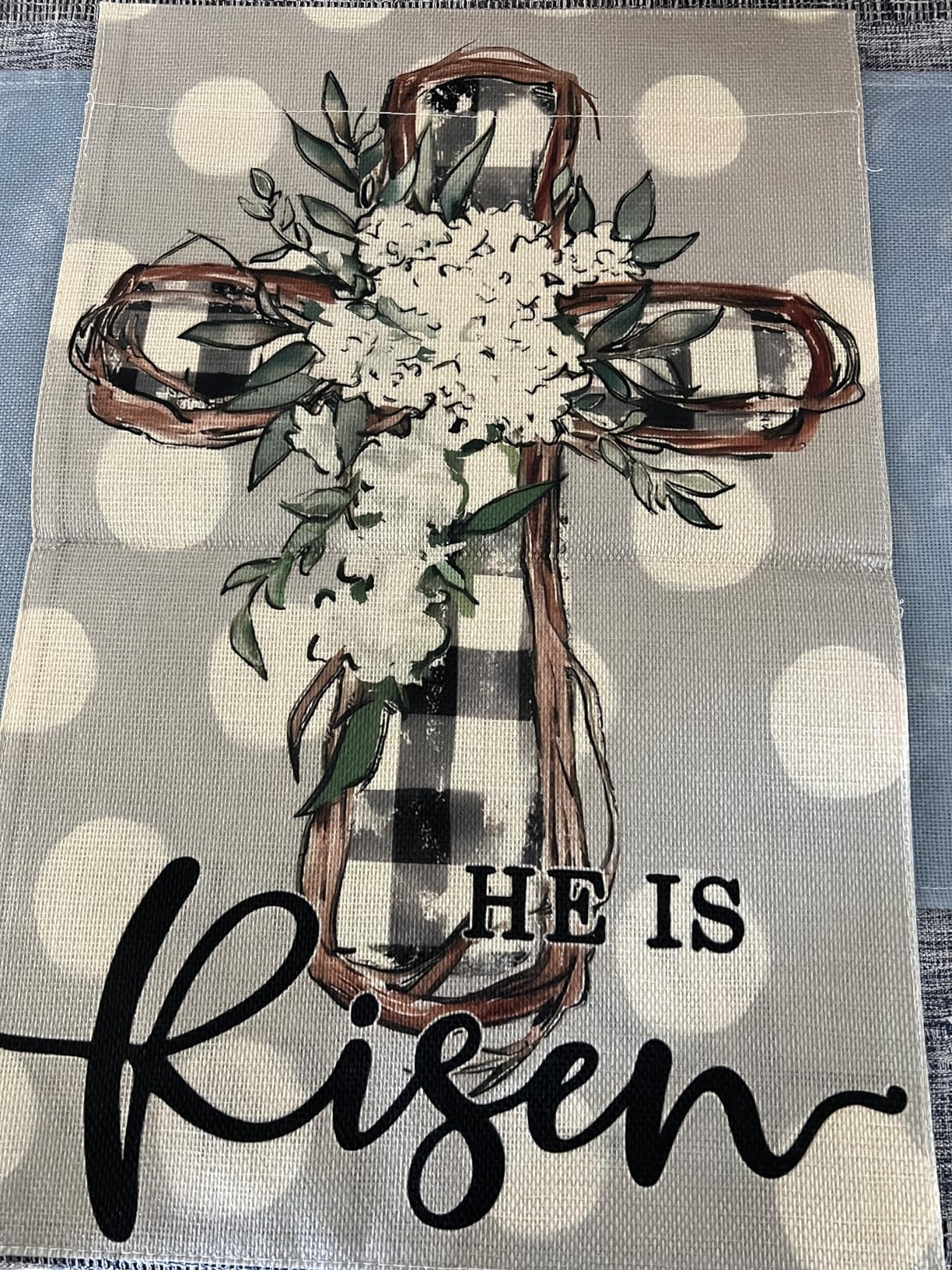 Amazon.com : He is Risen Flag with stickers Religious Cross Lily Flower ...