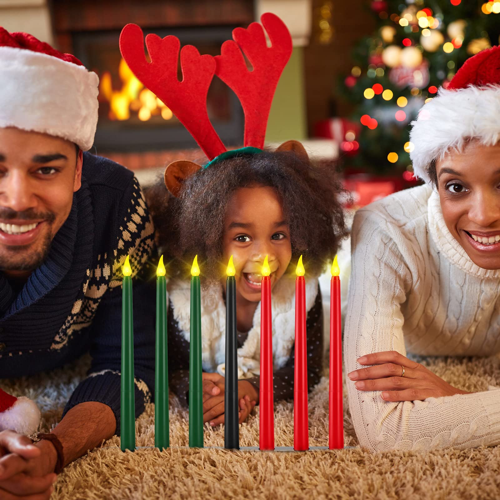 Snapklik.com : 7 Pieces Kwanzaa Kinara Set Flameless Battery Powered ...