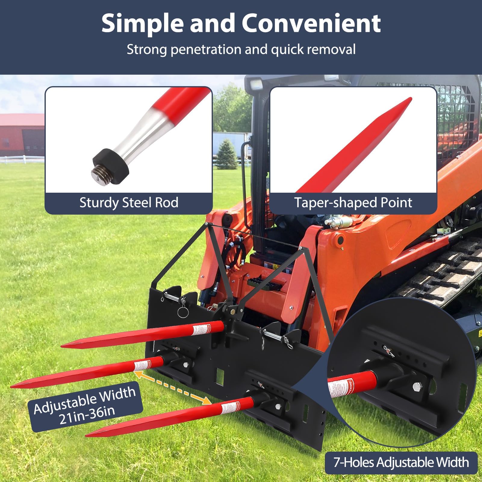Snapklik.com : Hay Spear 49" Bale Spear 4000 Lbs Capacity, Quick Attach ...
