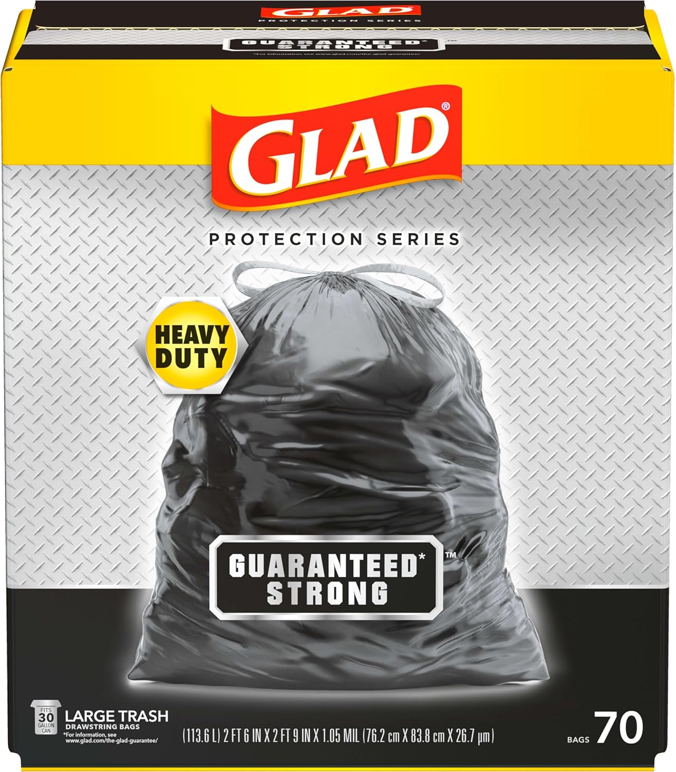 Amazon.com: Glad Protection Series Large 30 Gallon Trash Bags, Unscented Heavy Duty Garbage Bags ...