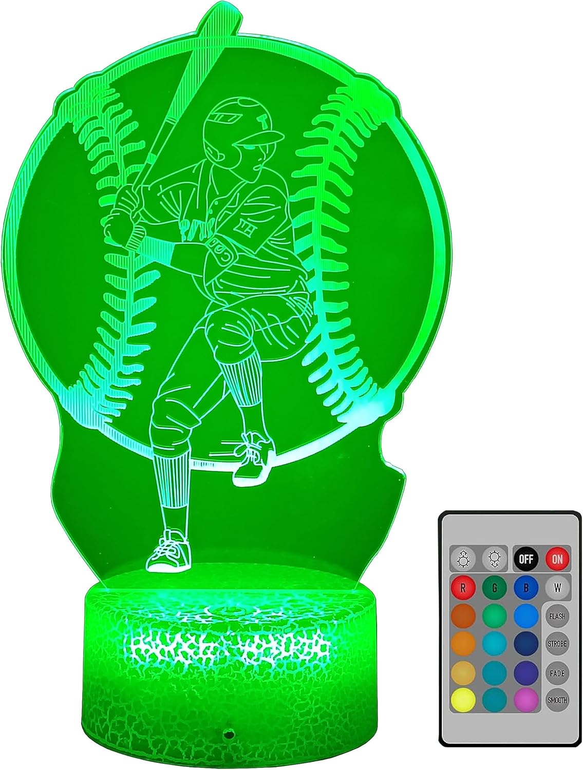 LEDERGO Baseball 3D Night Light,16 Colors Christmas Lighting Gift RGB ...
