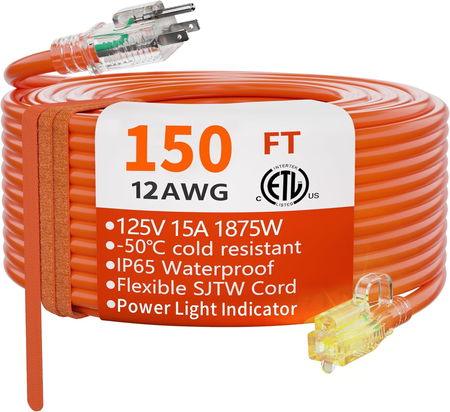 Amazon.com: HUANCHAIN 150 ft Outdoor Extension Cord Waterproof 12/3 ...