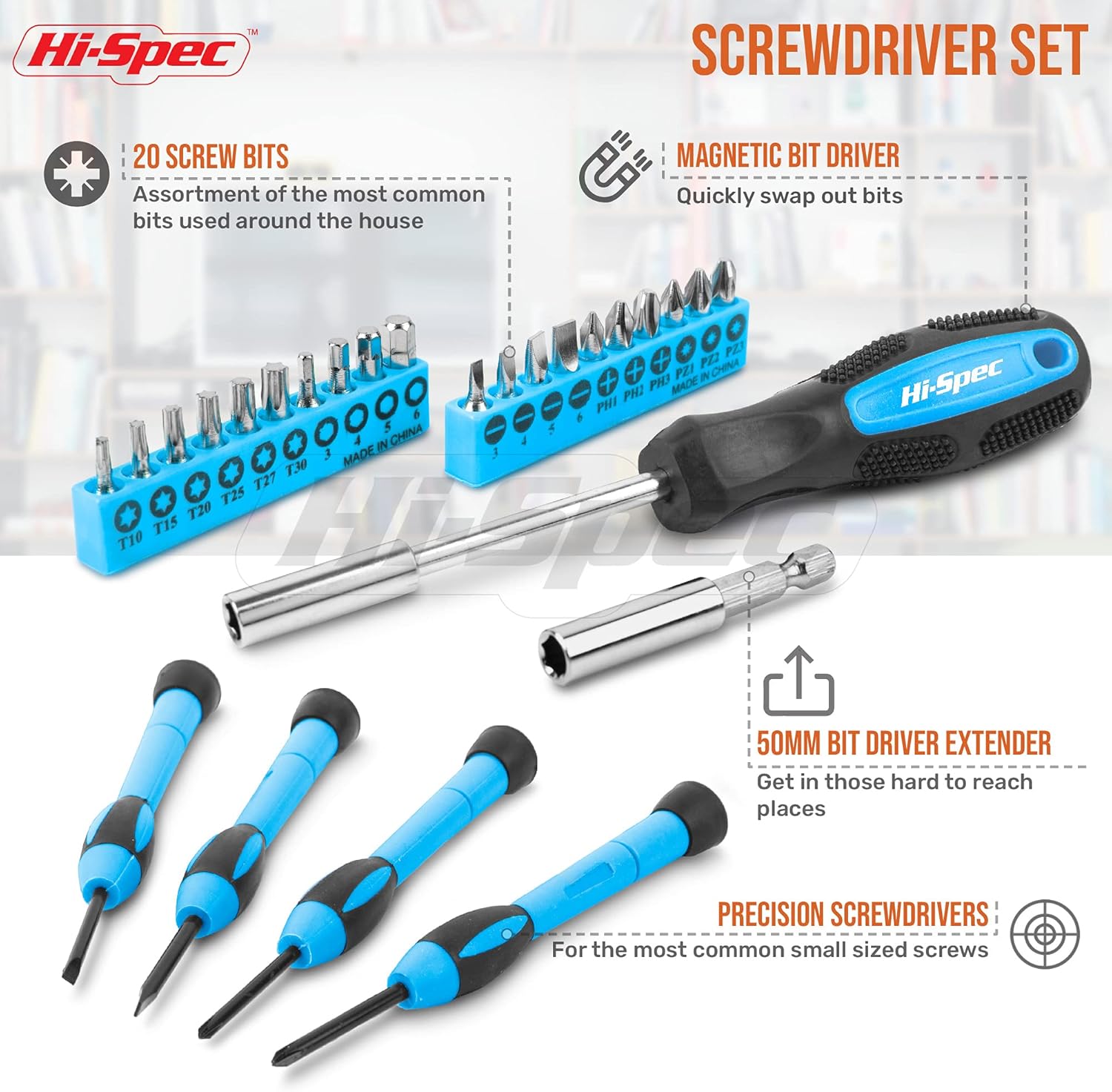 Hi-Spec 40 Piece Home & Office Tool Kit Set. Easy DIY & Repairs with ...