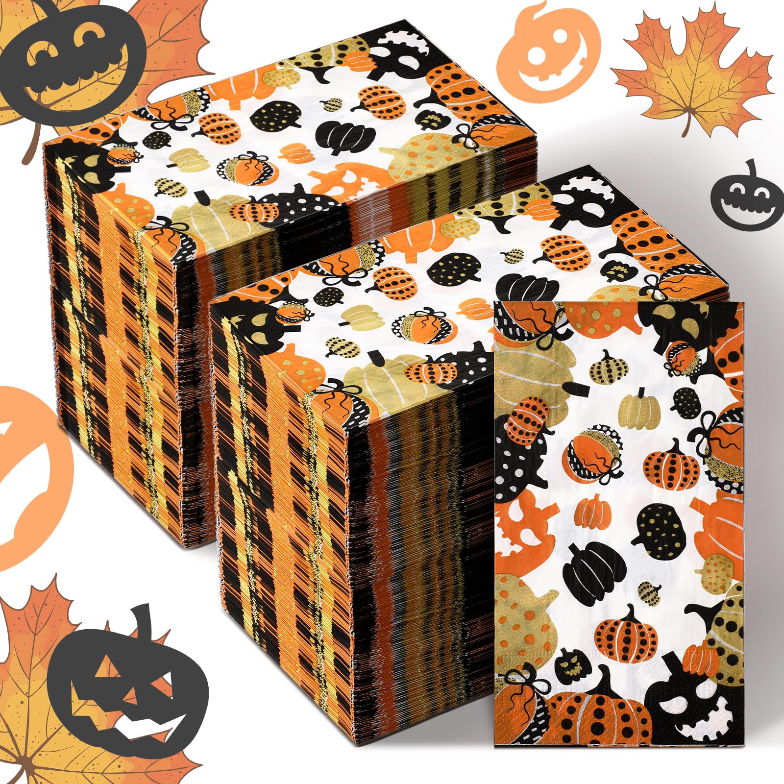 Amazon.com: Sinmoe 200 Pcs Halloween Pumpkin Paper Napkins Halloween ...