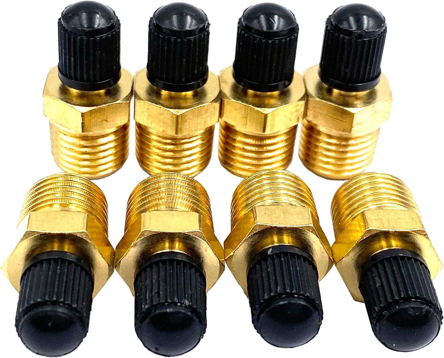 8Pcs Brass 1/4" NPT Schrader Valve with Standard Core and Sealing Caps ...