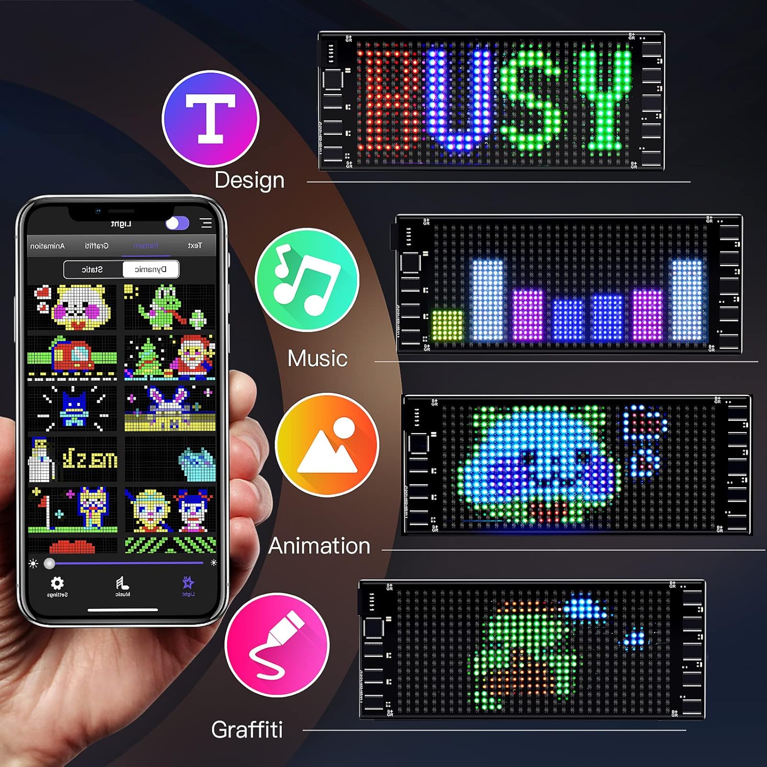 KJOY Mini LED Car Signs, 6.7»x2.76» Flexible USB 5V LED digital sign ...