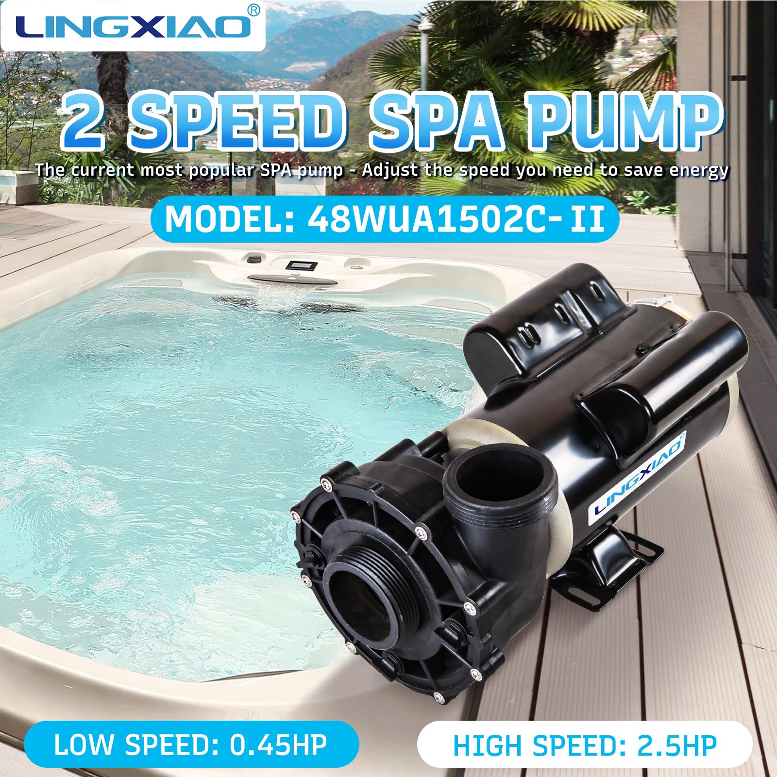 Snapklik.com : LINGXIAO SPA Pump, 2.5HP Hot Tub Pump - 48 Frame