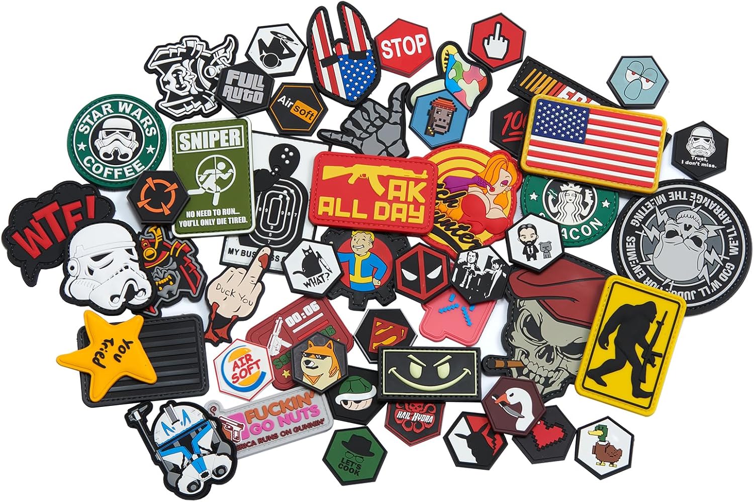 Amazon.com: Lancer Tactical Assorted Military PVC Patches - Flag, Funny ...