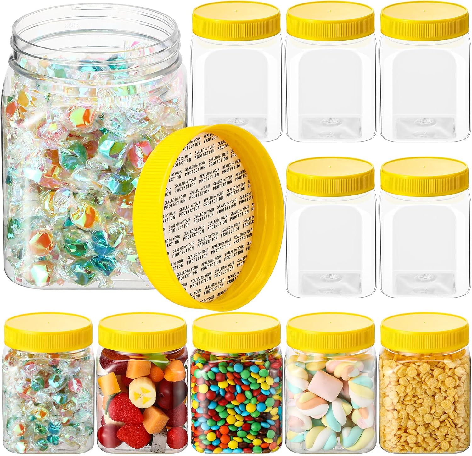 Amazon.com: Nosiny 12 Pcs 24 oz Plastic Jars with Lids Airtight Food Containers Large Plastic ...