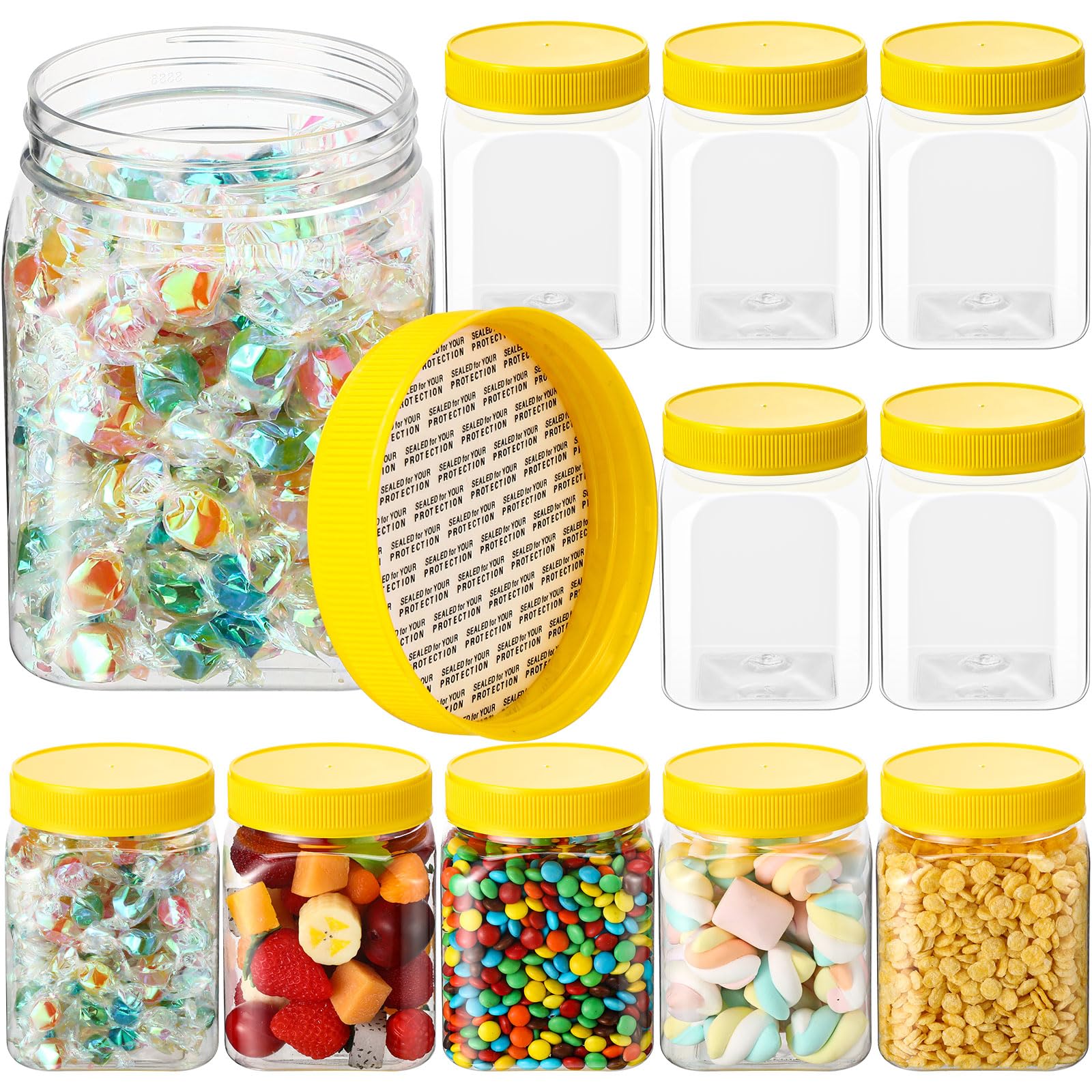 Amazon.com: Nosiny 12 Pcs 24 oz Plastic Jars with Lids Airtight Food ...