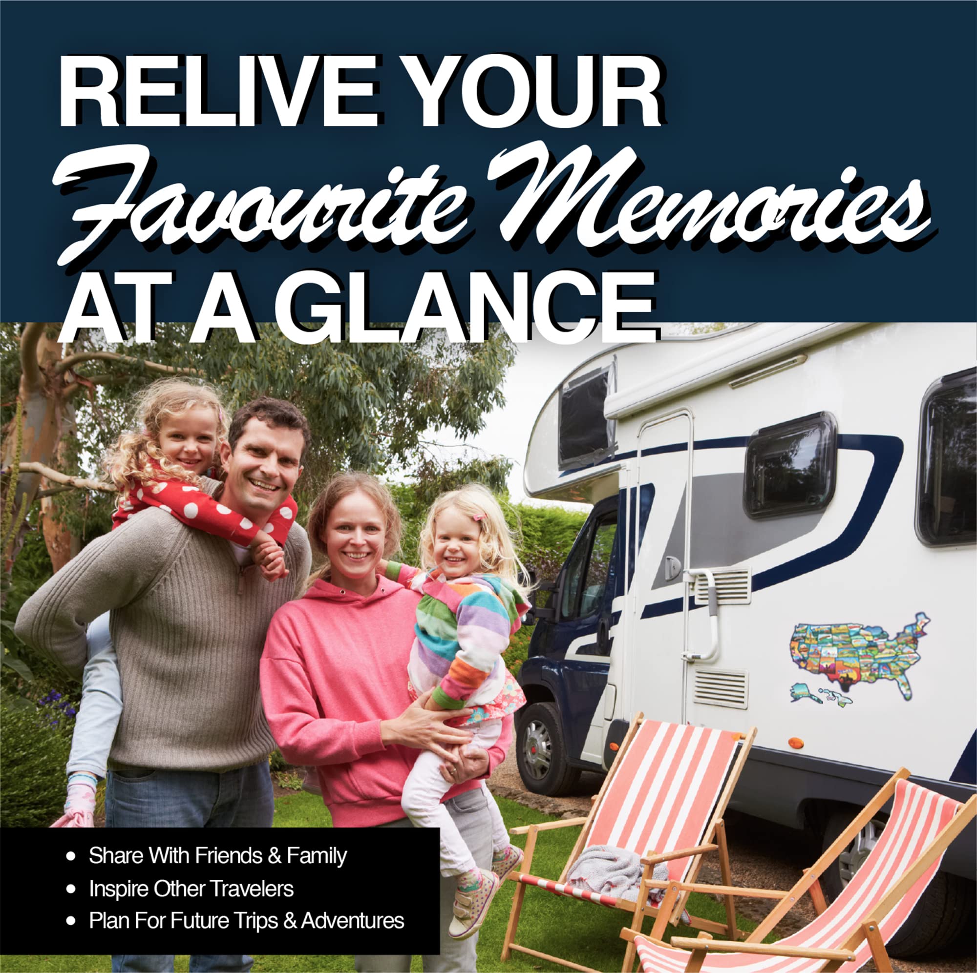 Snapklik.com : RV State Sticker Travel Map - 17 X 11 Inch Large USA Decal
