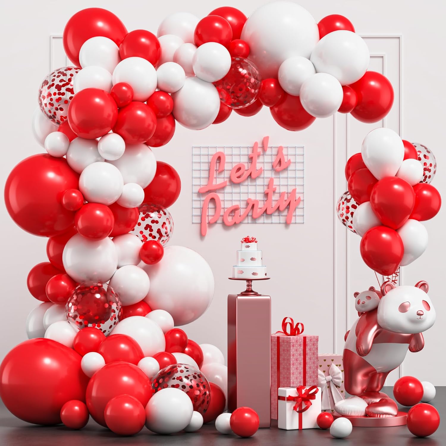 Amazon.com: Red and White Balloon Arch Kit, 124 Pcs 18/12/10/5 inch ...
