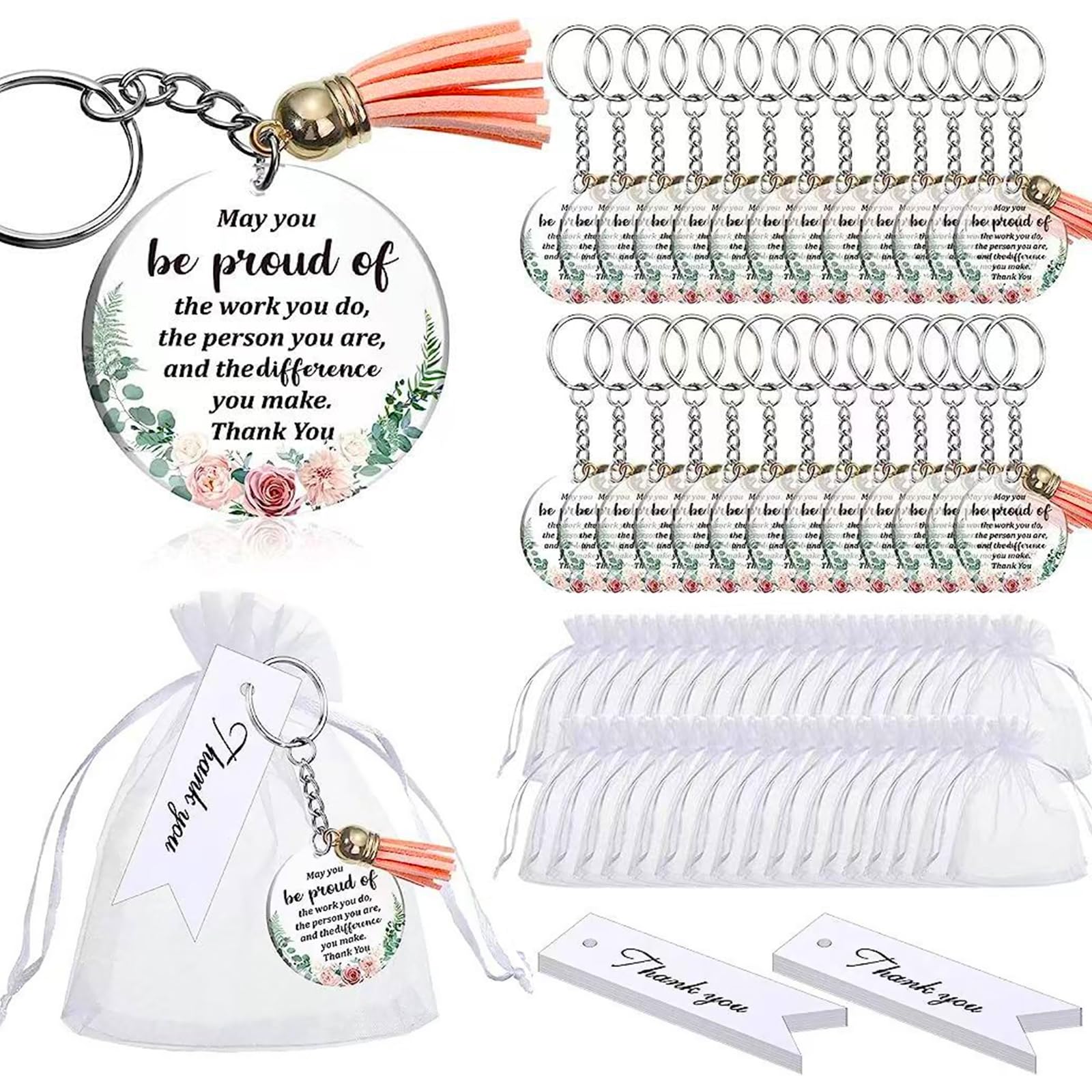 DBAILY Thank You Keychain Gifts 144 PCS Employee Appreciation Gifts ...