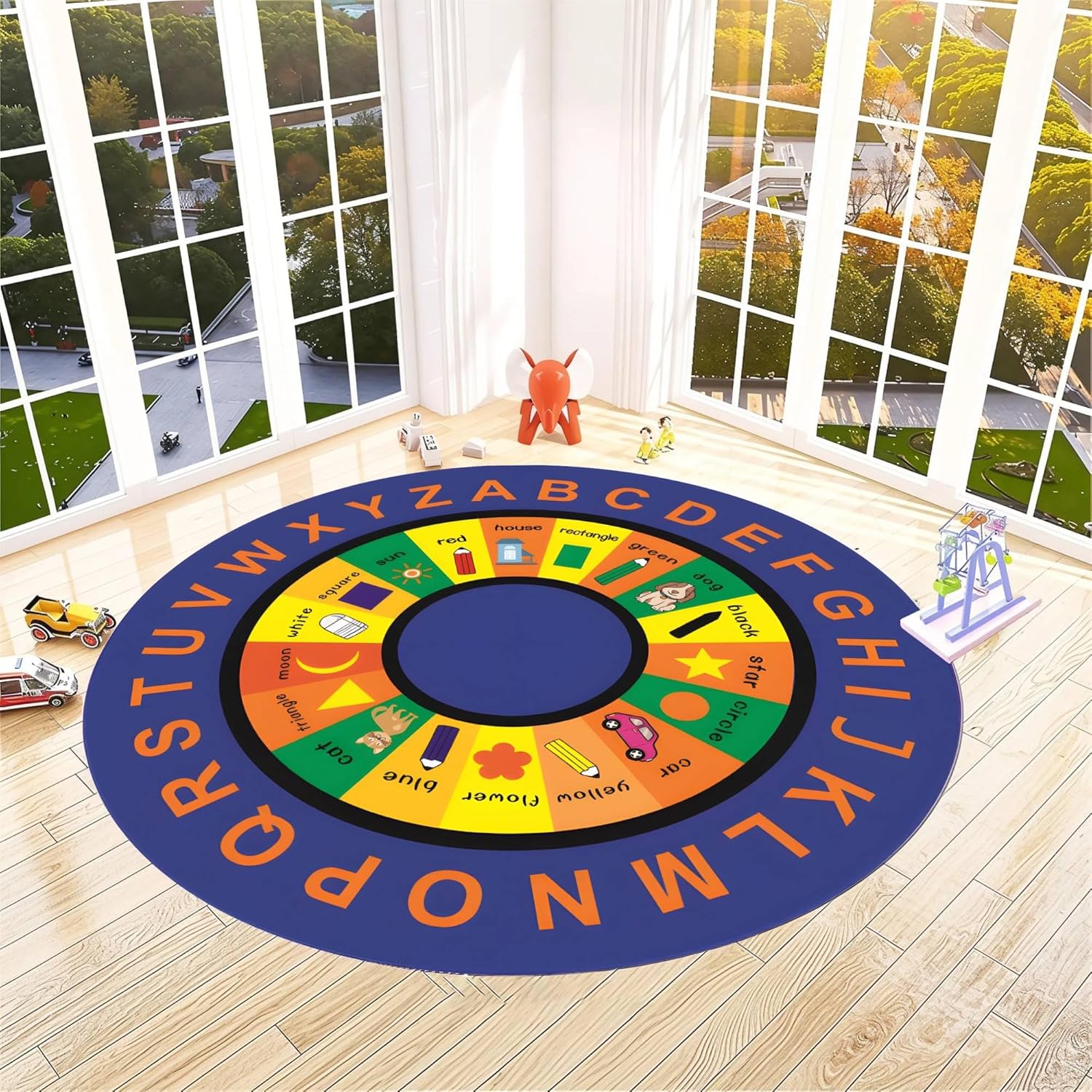Amazon.com: Round Kids Rug, 3ft, Colorful Letters ABC Rug，Shapes ...