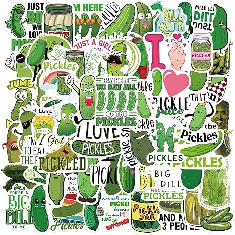 Amazon.com: 50pcs Pickle Stickers Cucumber Stickers Green Stickers ...