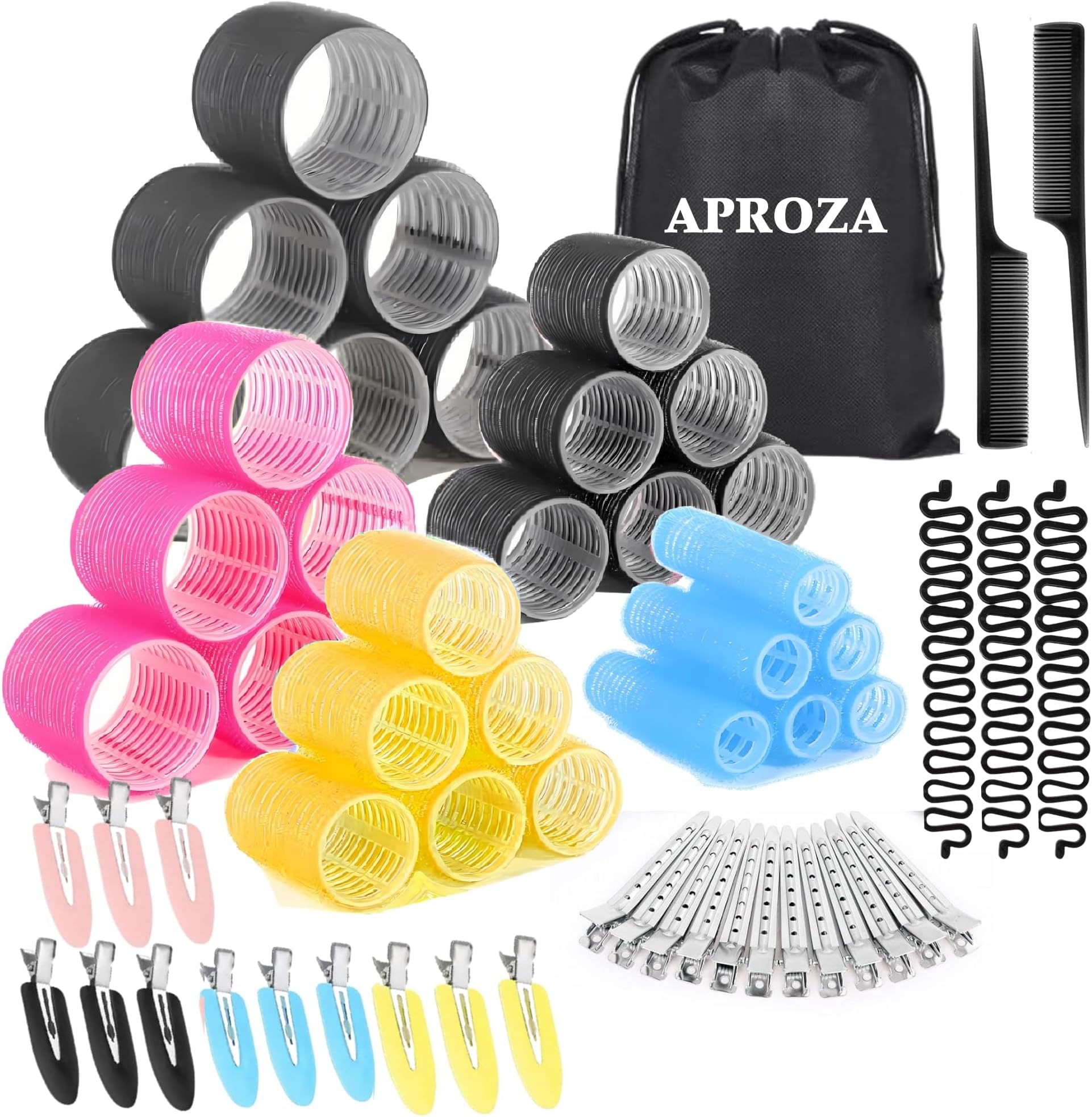 Amazon.com : Acejoz Hair Rollers for Blowout Look, 38 Pcs Self Grip ...
