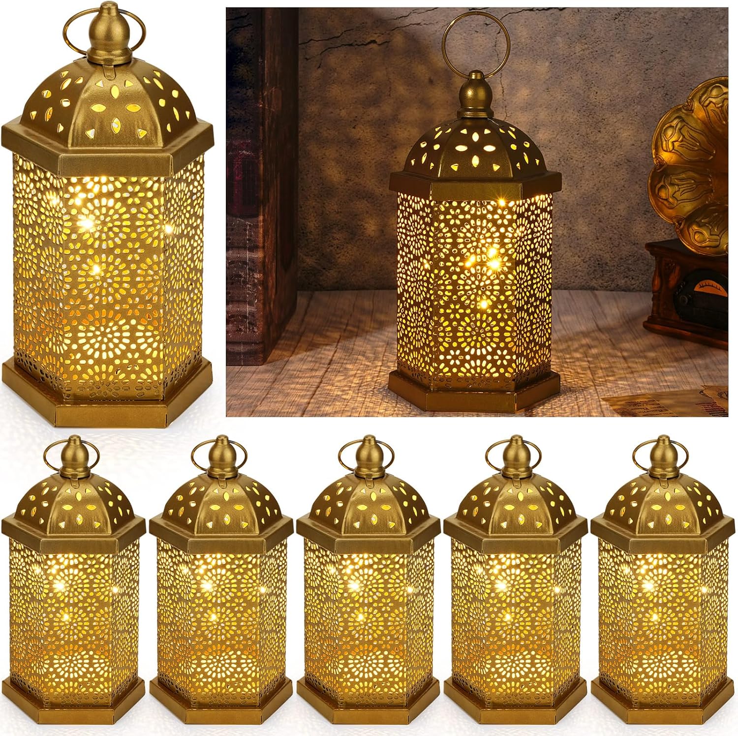 Amazon.com: Retisee 6 Pcs Decorative Lanterns with Flickering LED Fairy ...